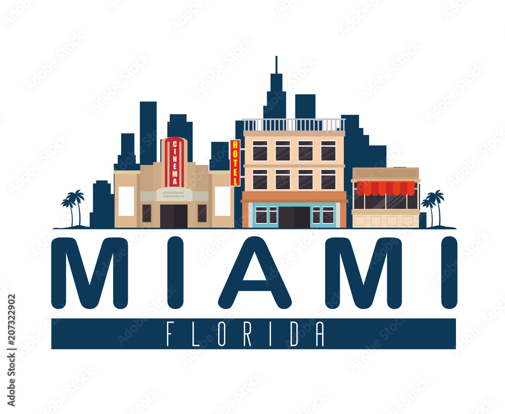 miami beach cityscape scene vector illustration design Stock Vector ...