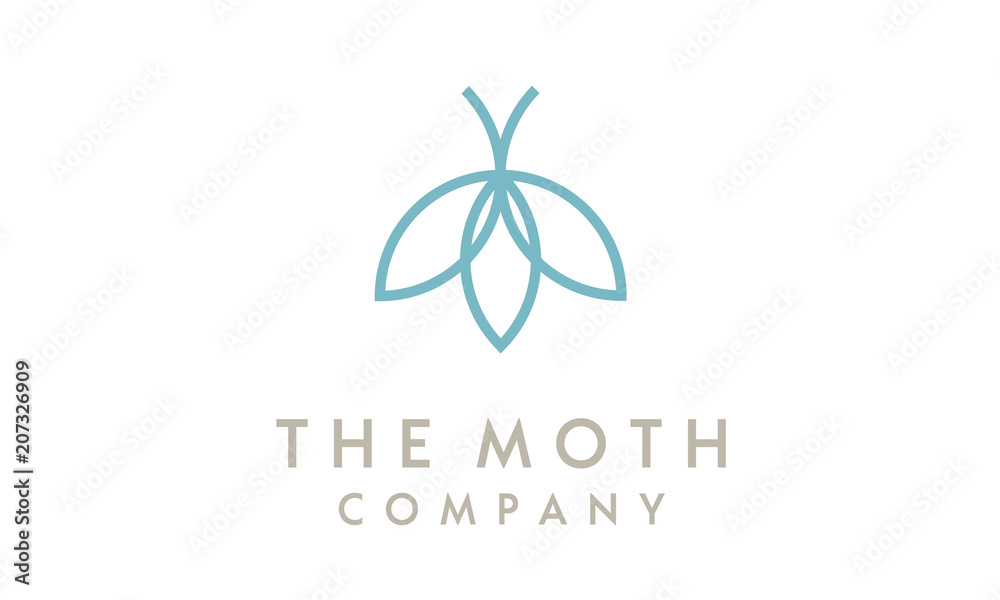 Minimalist Moth Butterfly Insect with Flower Line Art logo design ...