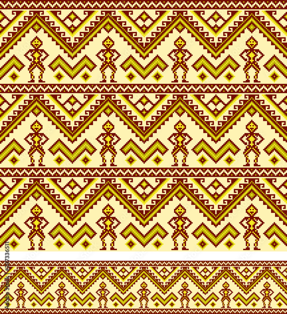 Seamless geometric ethnic multicolor pattern and border. Philippine ...