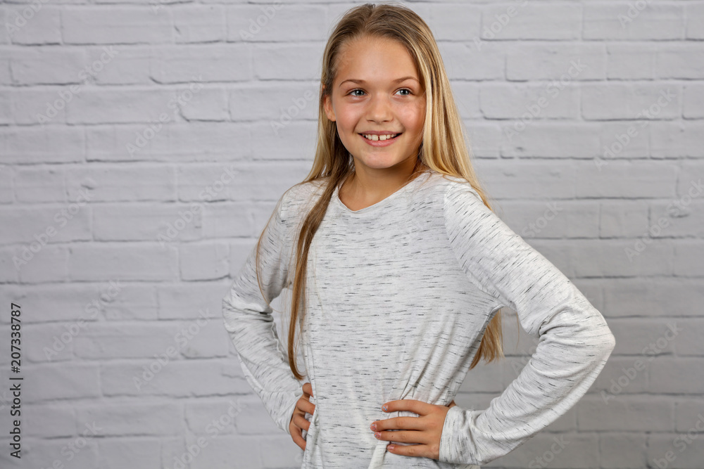 Portrait of happy beautiful happy 10 years old girl Stock Photo | Adobe ...