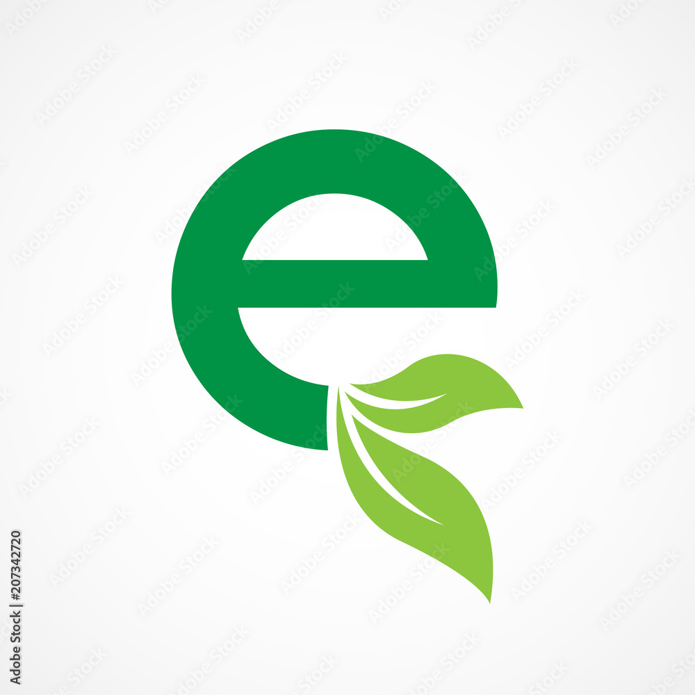 Letter E Leaf Logo Vector Design Stock Vector | Adobe Stock