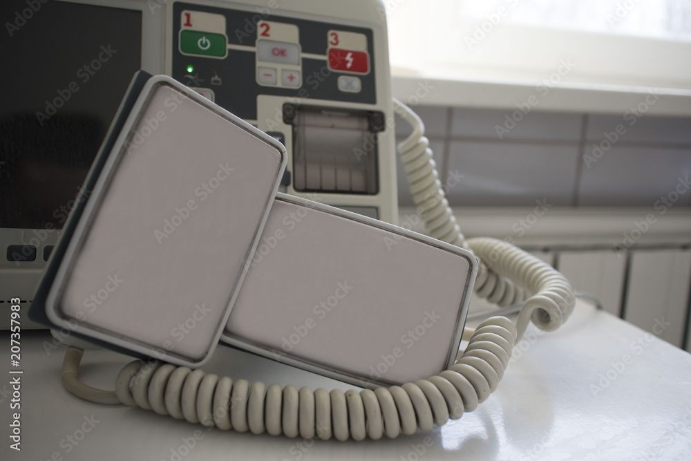defibrillator on the hospital bed in the ward Stock Photo | Adobe Stock