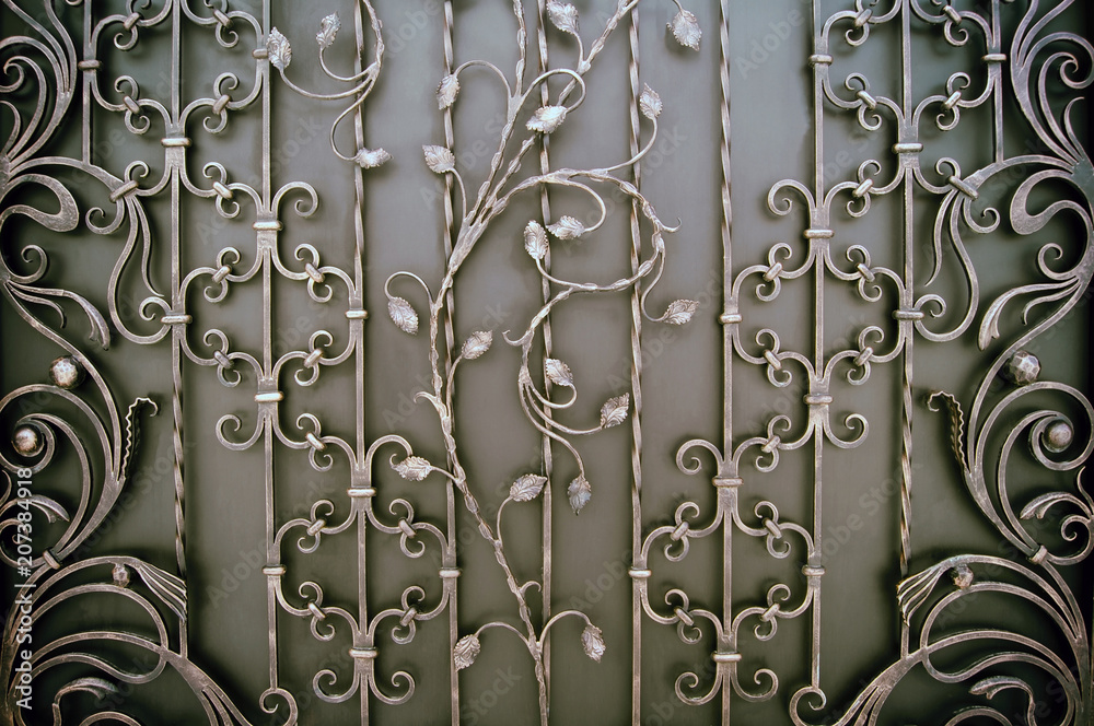 metal gate with many forged metal gate elements with number Stock Photo ...