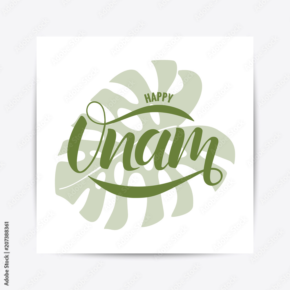 Happy Onam festival typography lettering Stock Vector | Adobe Stock