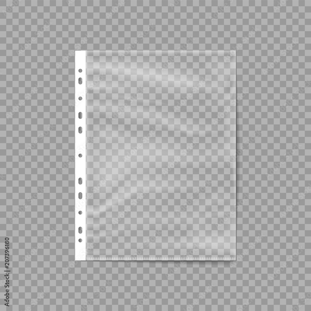 Empty Plastic Bag. Punched pocket. Business File. Sheet protector ...