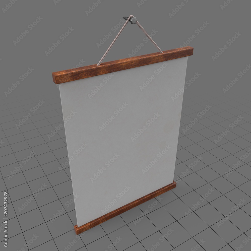 Poster display, with rope hanger Stock 3D asset | Adobe Stock