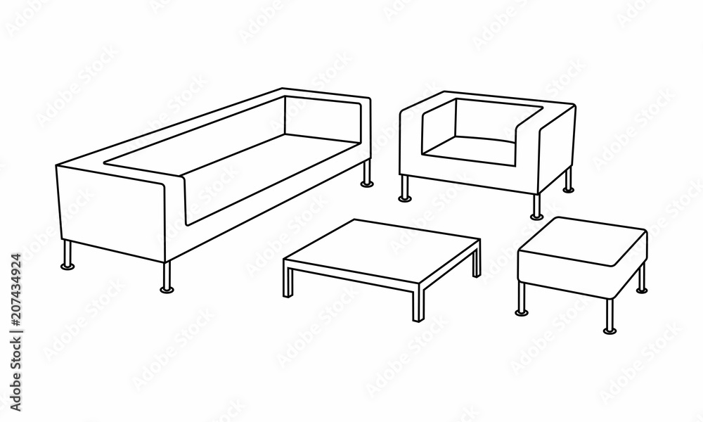 Set of modern sofa icon design for living room. Elements outline ...