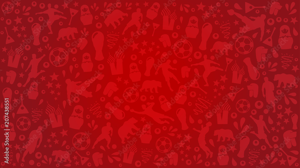 Red background football world soccer cup 2018 at Russia, red pattern ...