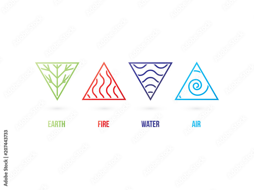 Nature elements, Earth, Air, Water, Air, vector illustration Stock ...