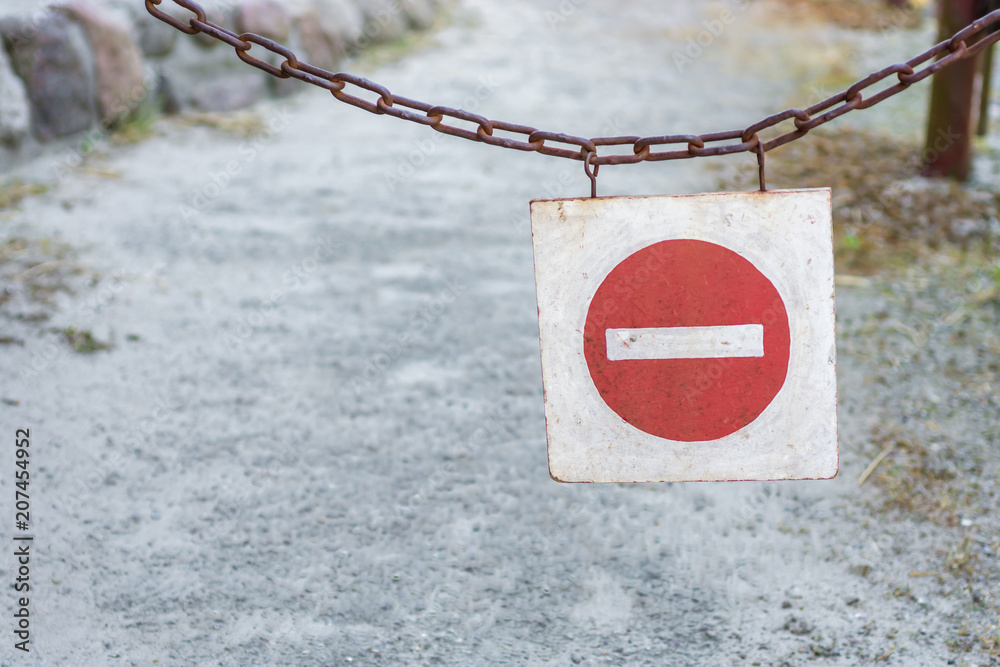 Schild als Zeichen von Sperren oder Blockaden Stock Photo | Adobe Stock