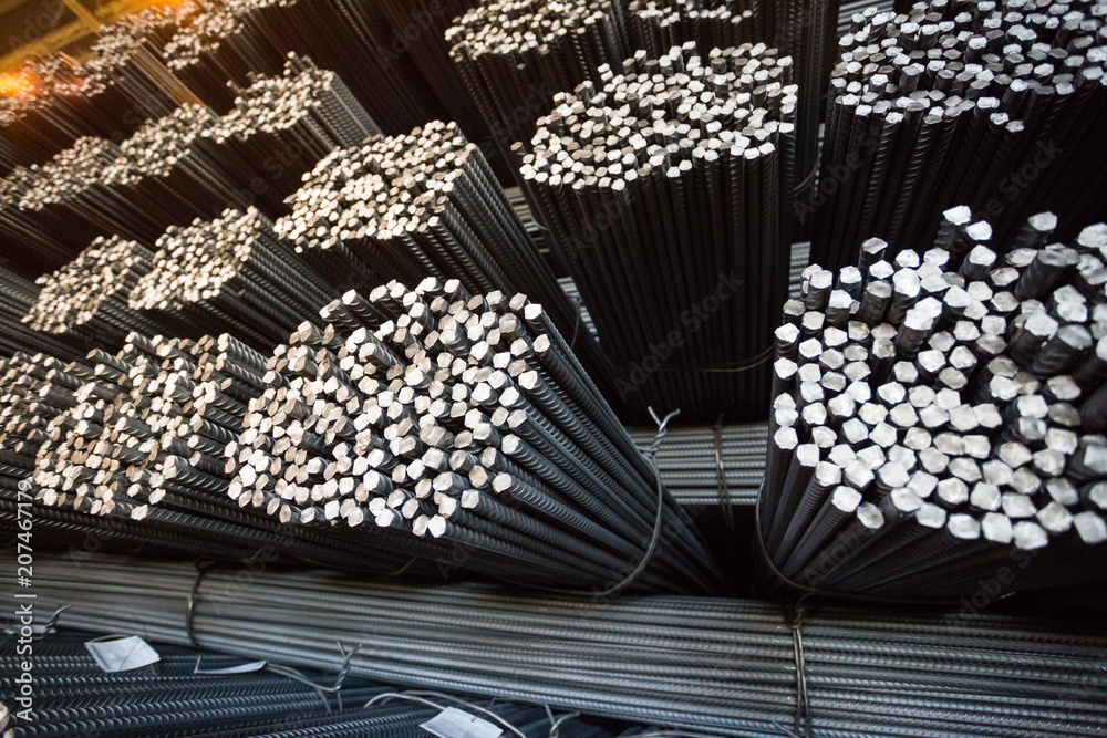 Bundle reinforcing bar. Steel reinforcement. Industrial background ...