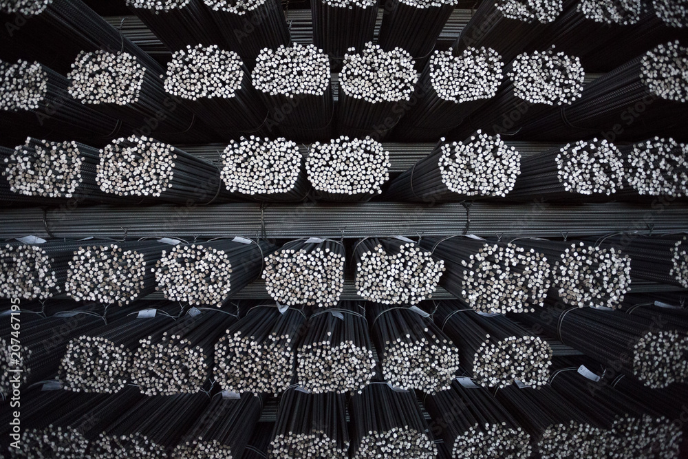 Bundle reinforcing bar. Steel reinforcement. Industrial background ...