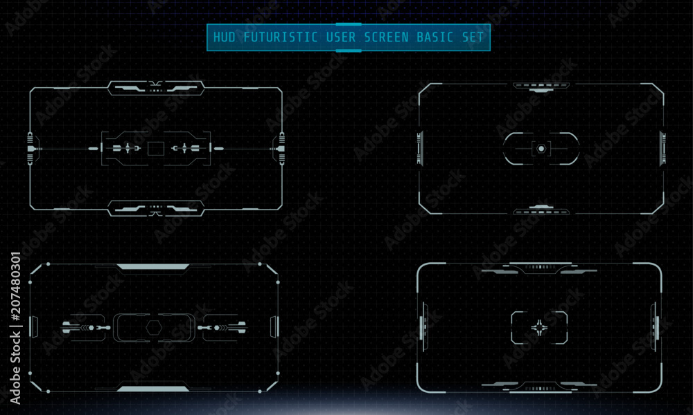 HUD Futuristic Technology Interface Screen Elements Panel Set Vector ...