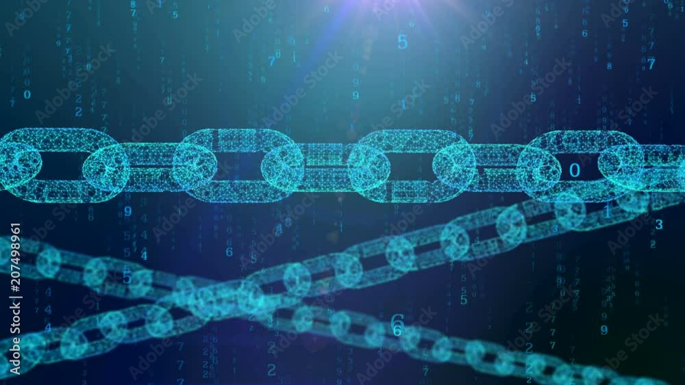 A volumetric 3d rendering of a moving horizontally chain protecting the ...