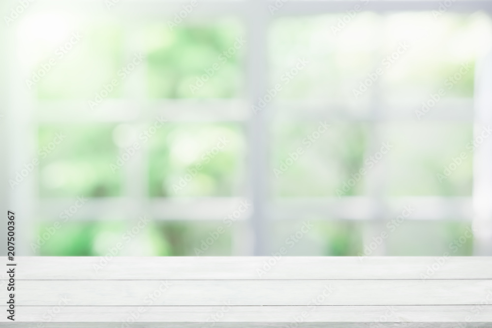 Empty wooden table and window room interior decoration background ...