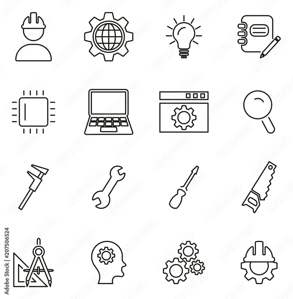 Engineering Icons Thin Line Vector Illustration Set Stock Vector ...