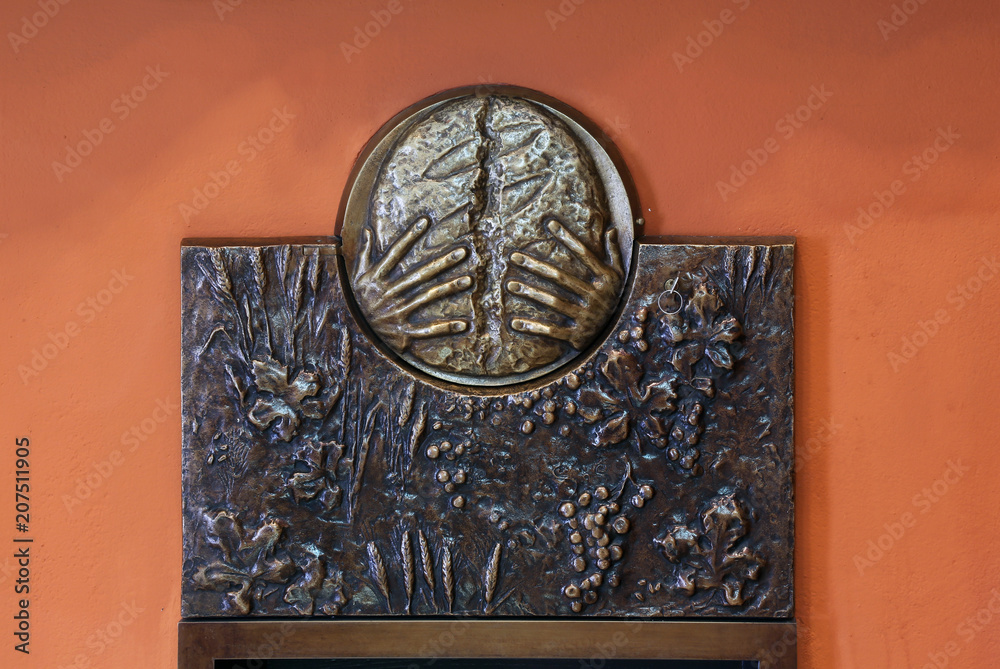 The symbols of the Eucharist, Chapel of Saint Dismas in Zagreb, Croatia ...