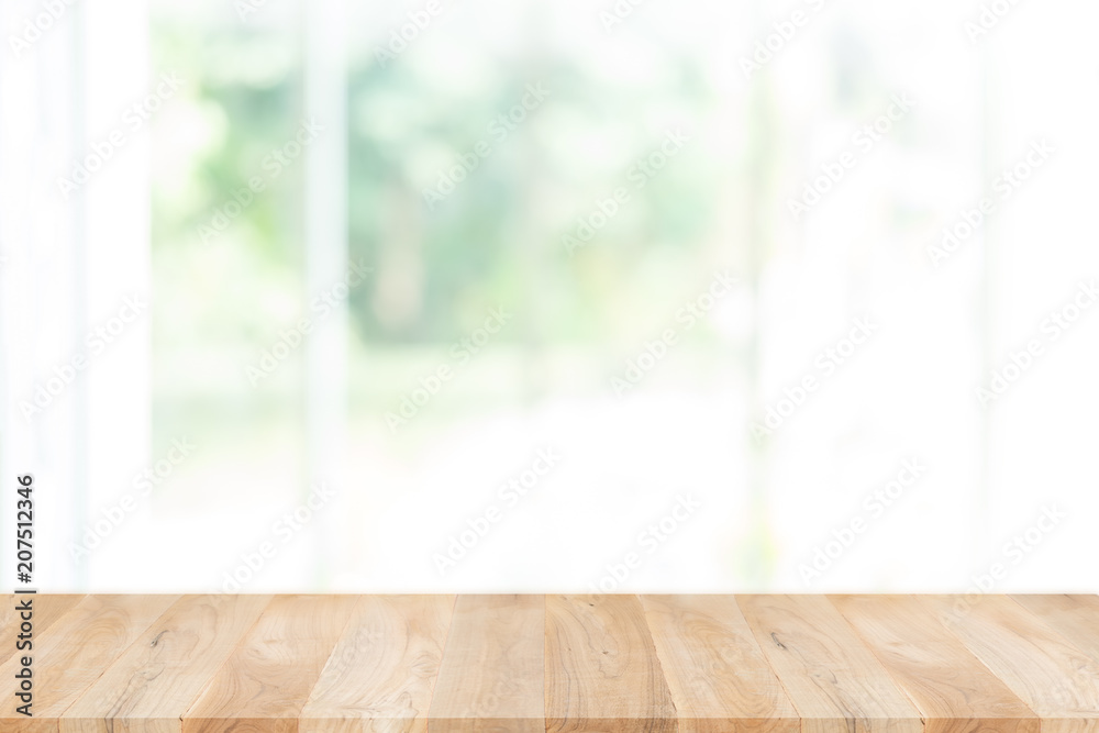 Empty wooden table and window room interior decoration background ...