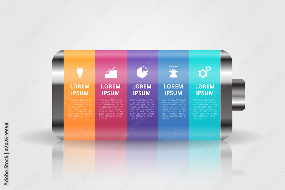 3D battery infographic template for business, education, web design ...