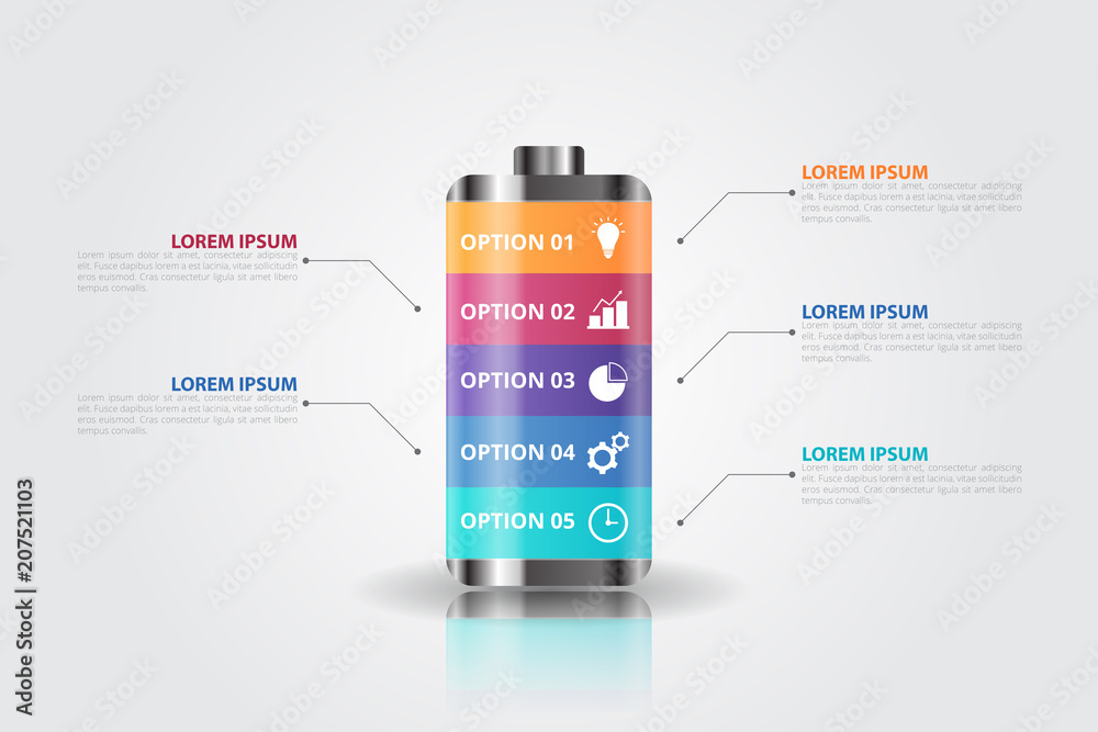 3D battery infographic template for business, education, web design ...