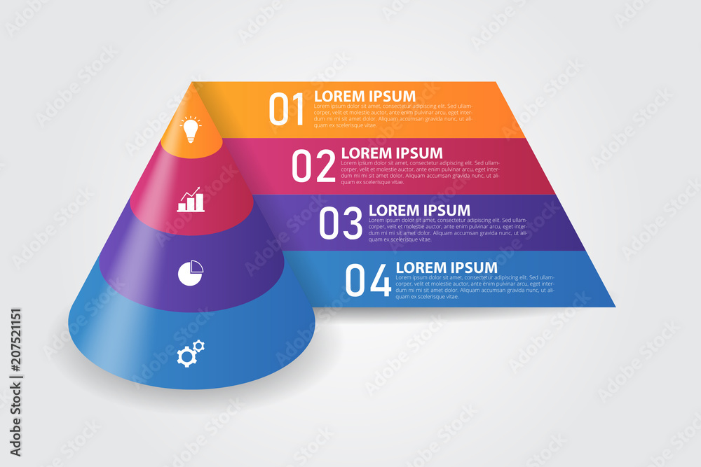 3D cone pyramid infographic template for business, education, web ...