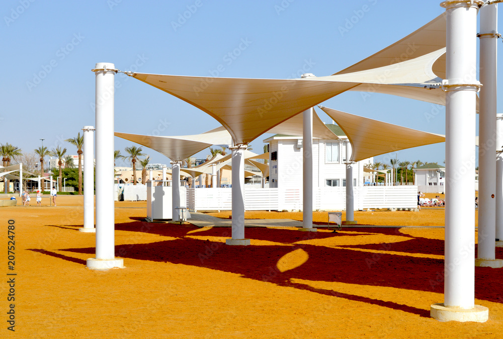 Parametric canopy on the beach Stock Photo | Adobe Stock