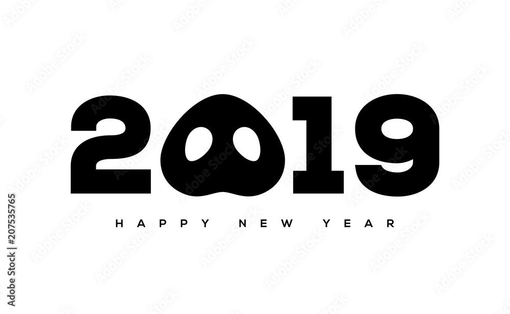 2019 black numbers and pig nose Stock Vector | Adobe Stock