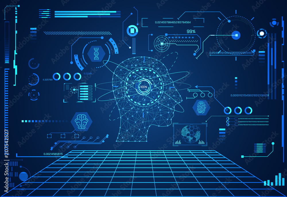 Vetor de abstract technology ui futuristic concept head hud interface ...