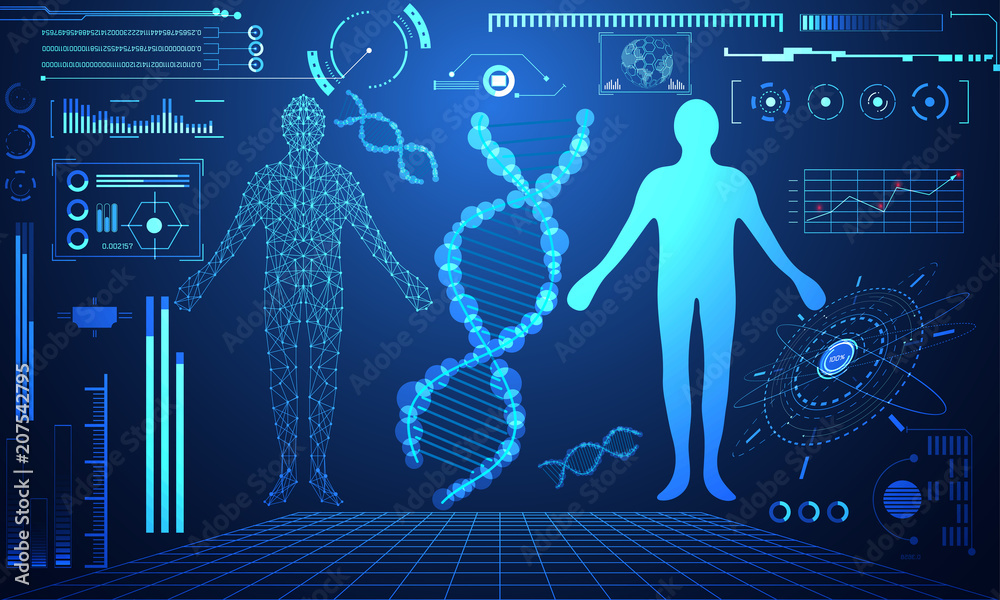 abstract technology ui futuristic concept human digital DNA health care ...