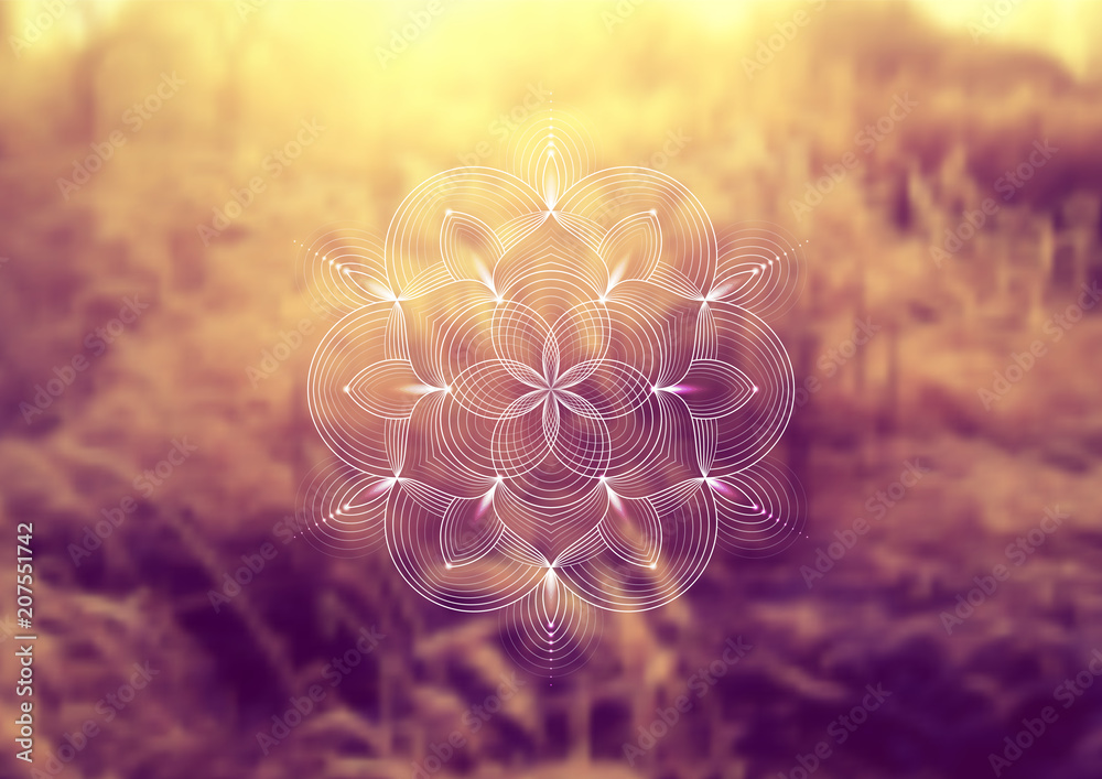 Vector template of banner, horizontal format; Spiritual sacred geometry ...