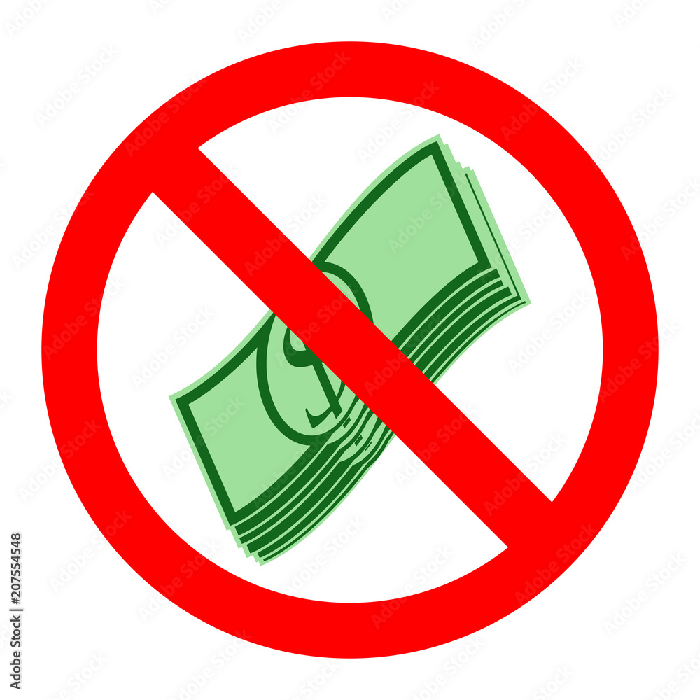 No cash sign vector illustration isolated on white background. Stock ...