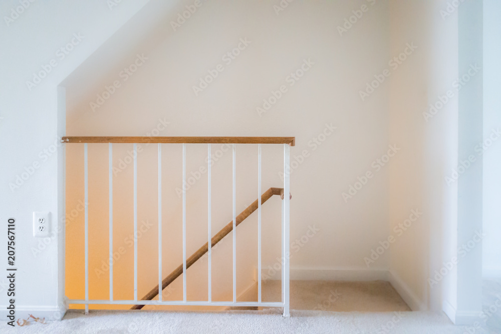Inside house home interior, townhouse with stairs, steps or staircase ...