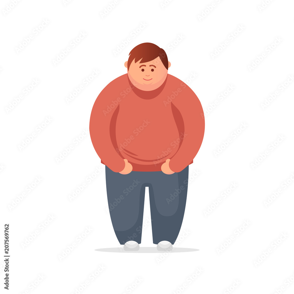 Fat man. Vector flat illustration Stock Vector | Adobe Stock