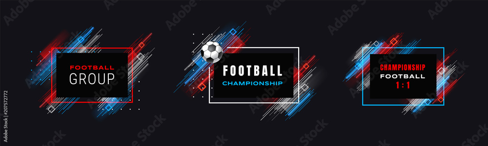 Football cup, soccer championship illustration. Vector frames with ...