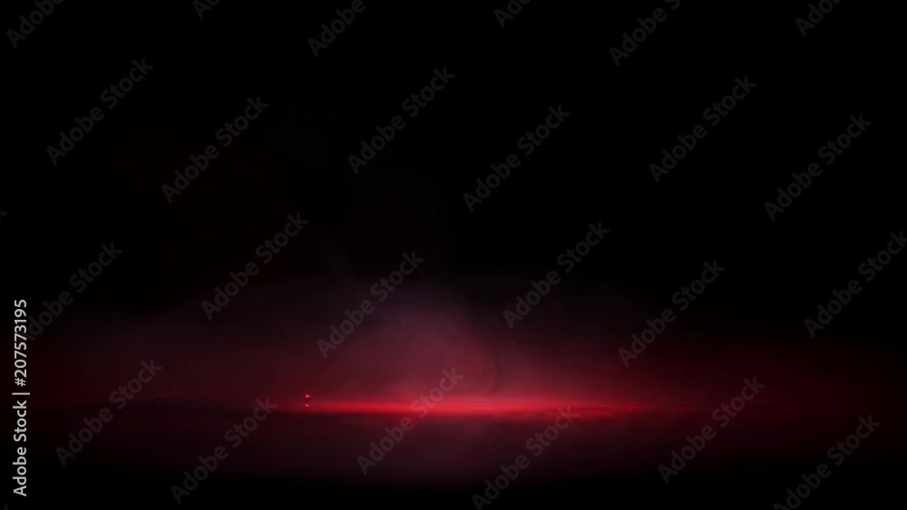 Crime scene blood droplets in light spot cloud fog black background ...