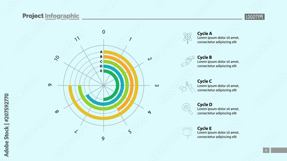 Five lines chart comparison slide template. Business data. Graph, chart ...
