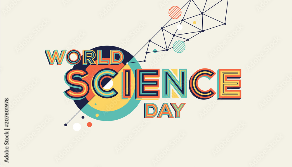 World science day concept in modern typography. Science concept in ...