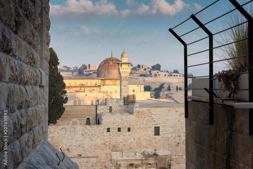 A view of Al-Aqsa Mosque in Temple Mount in the old city of Jerusalem ...