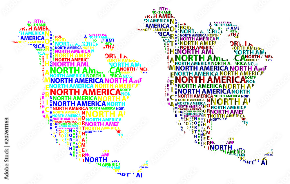 Sketch North America letter text continent, North America word - in the ...