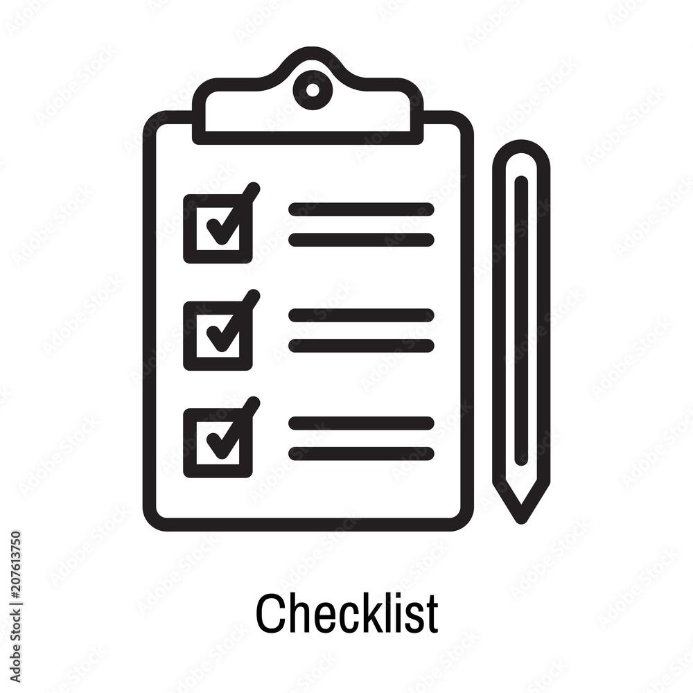 Checklist icon vector sign and symbol isolated on white background ...