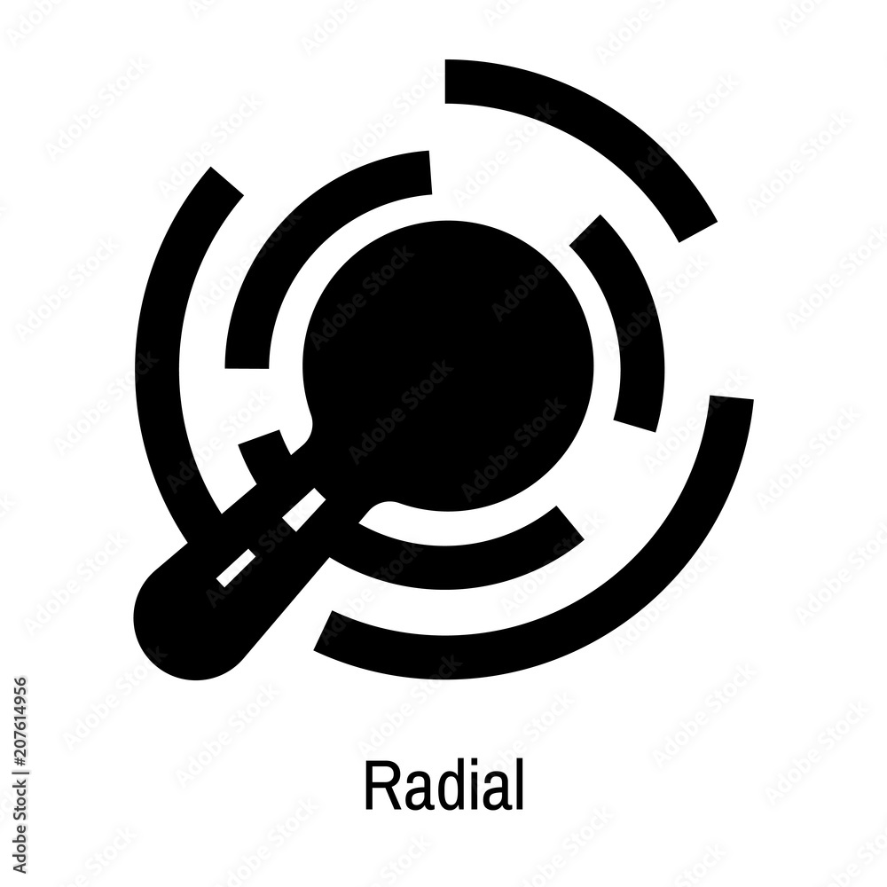 Radial icon vector sign and symbol isolated on white background, Radial ...