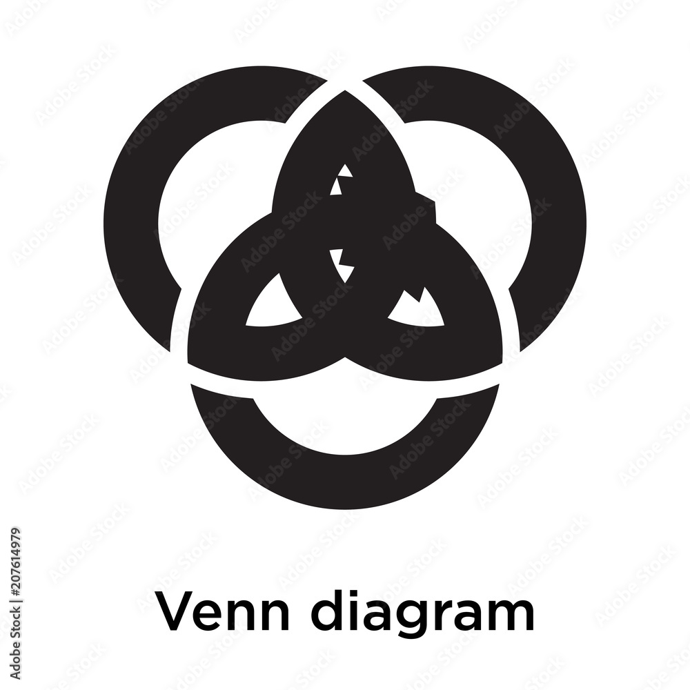 Venn diagram icon vector sign and symbol isolated on white background ...