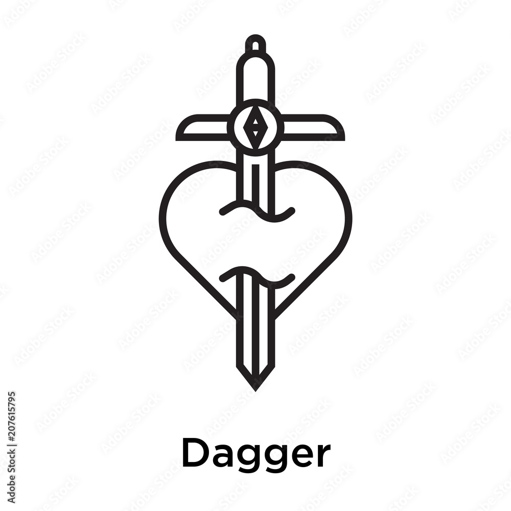 Dagger icon vector sign and symbol isolated on white background, Dagger ...