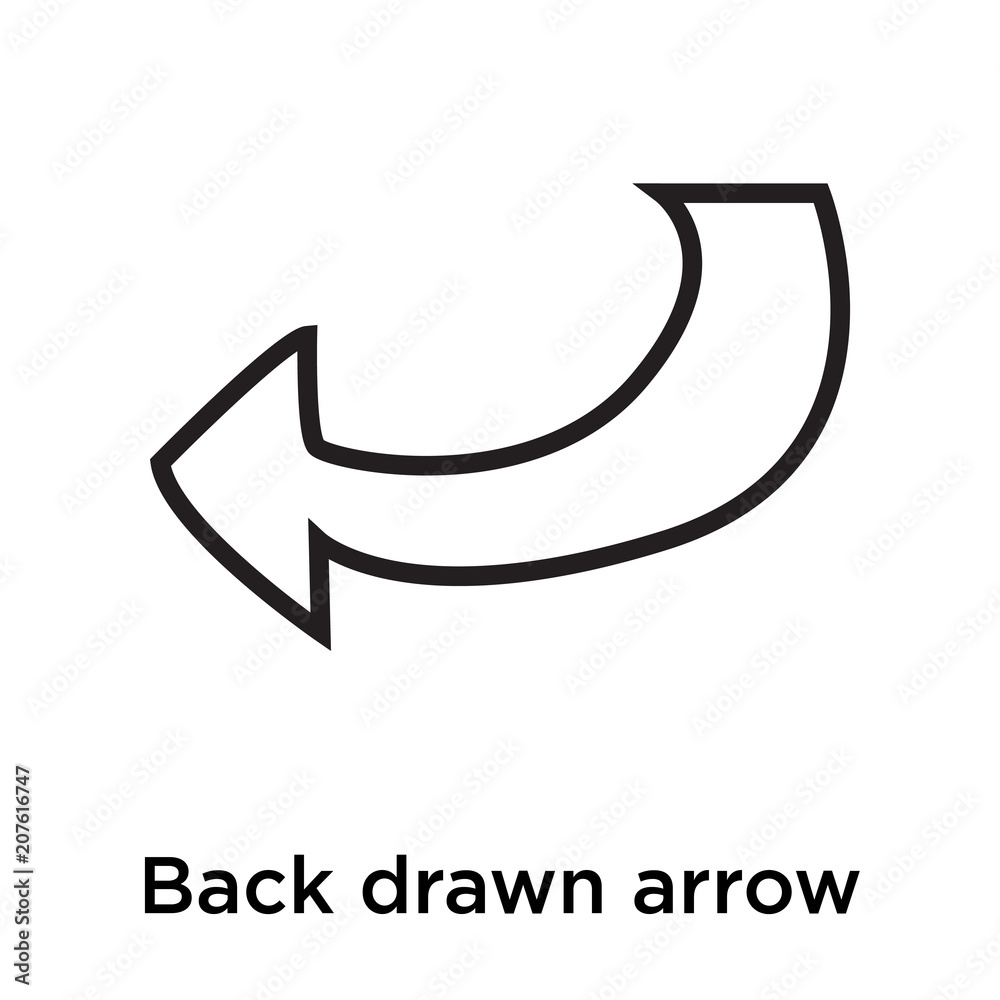 Back drawn arrow icon vector sign and symbol isolated on white ...