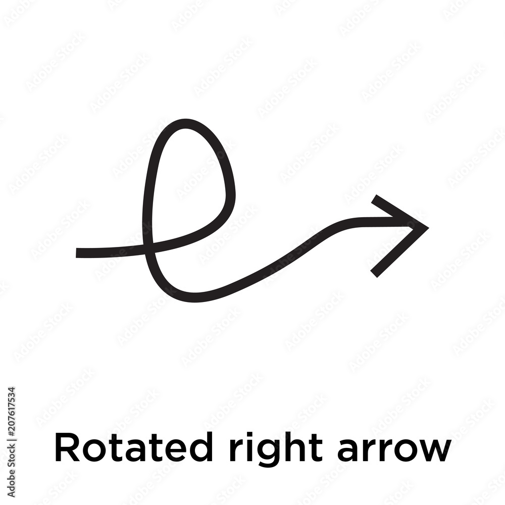 Rotated right arrow icon vector sign and symbol isolated on white background, Rotated right ...