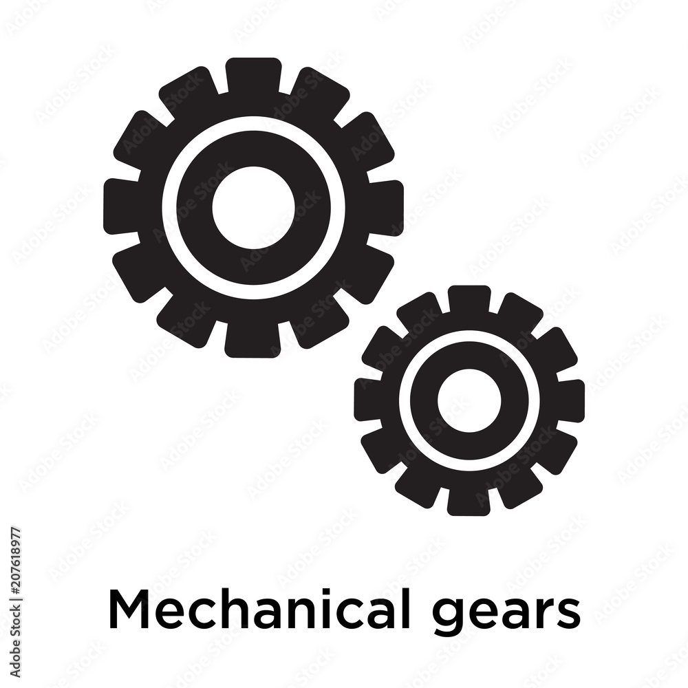 Mechanical gears icon vector sign and symbol isolated on white ...