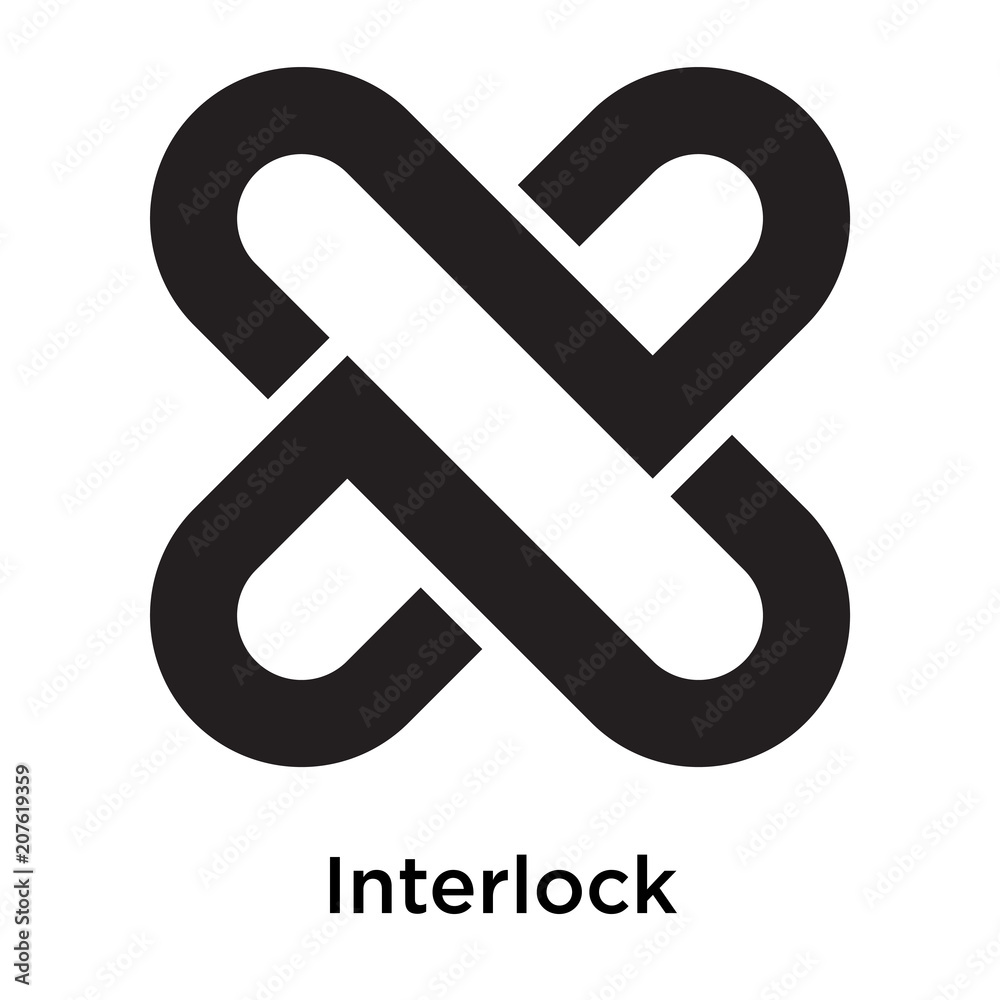 Interlock icon vector sign and symbol isolated on white background ...