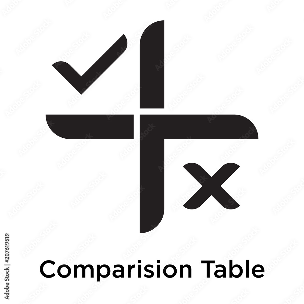 Comparision Table icon vector sign and symbol isolated on white ...