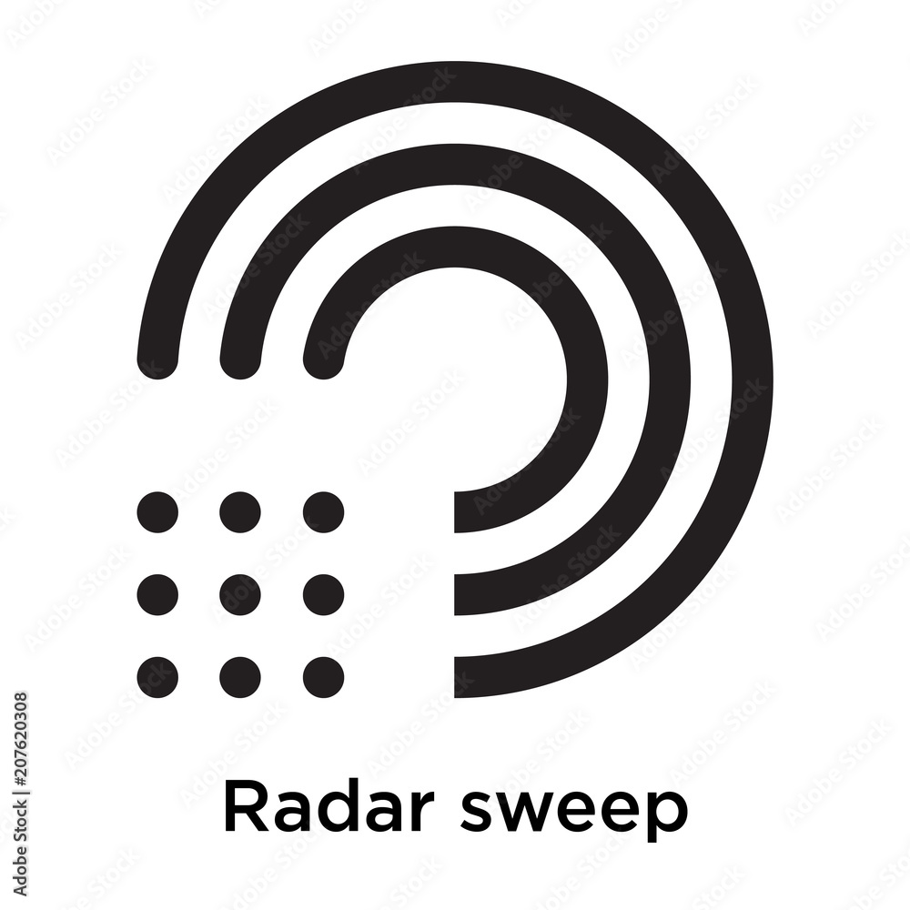 Radar sweep icon vector sign and symbol isolated on white background ...