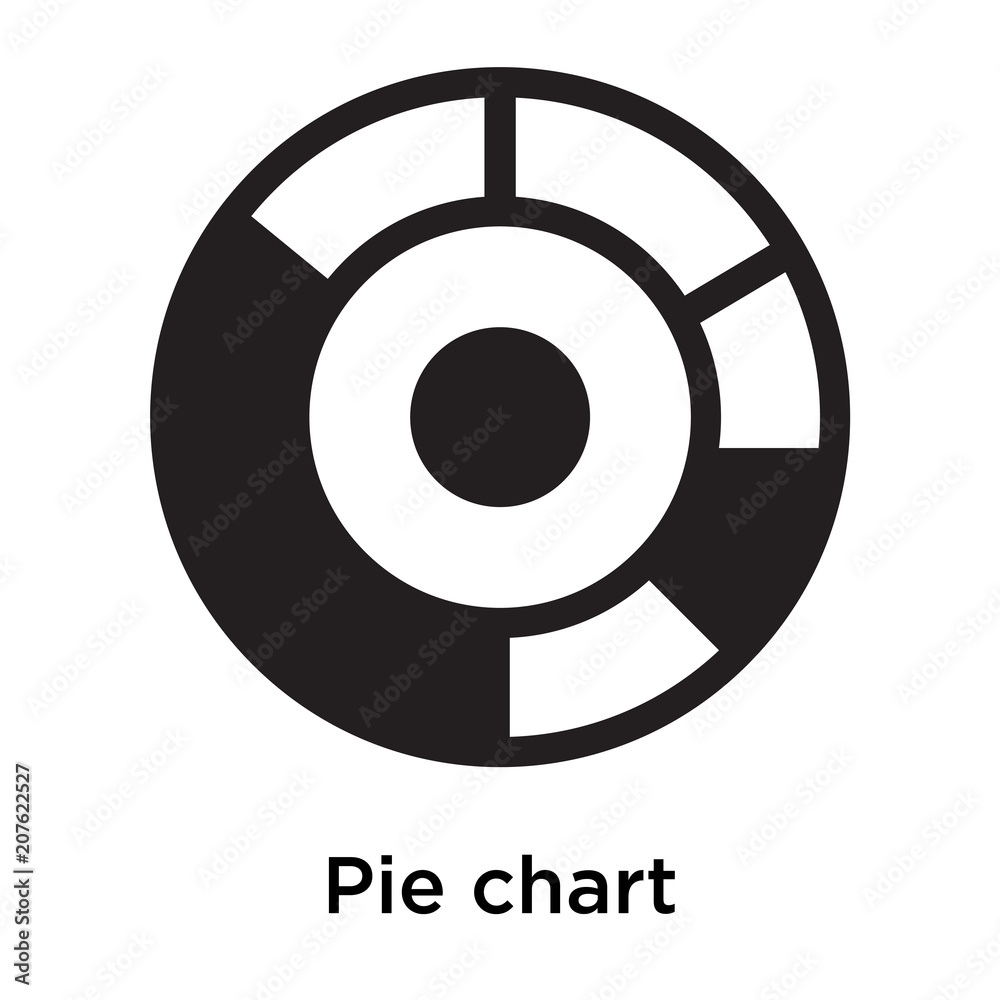 Pie chart icon vector sign and symbol isolated on white background, Pie ...